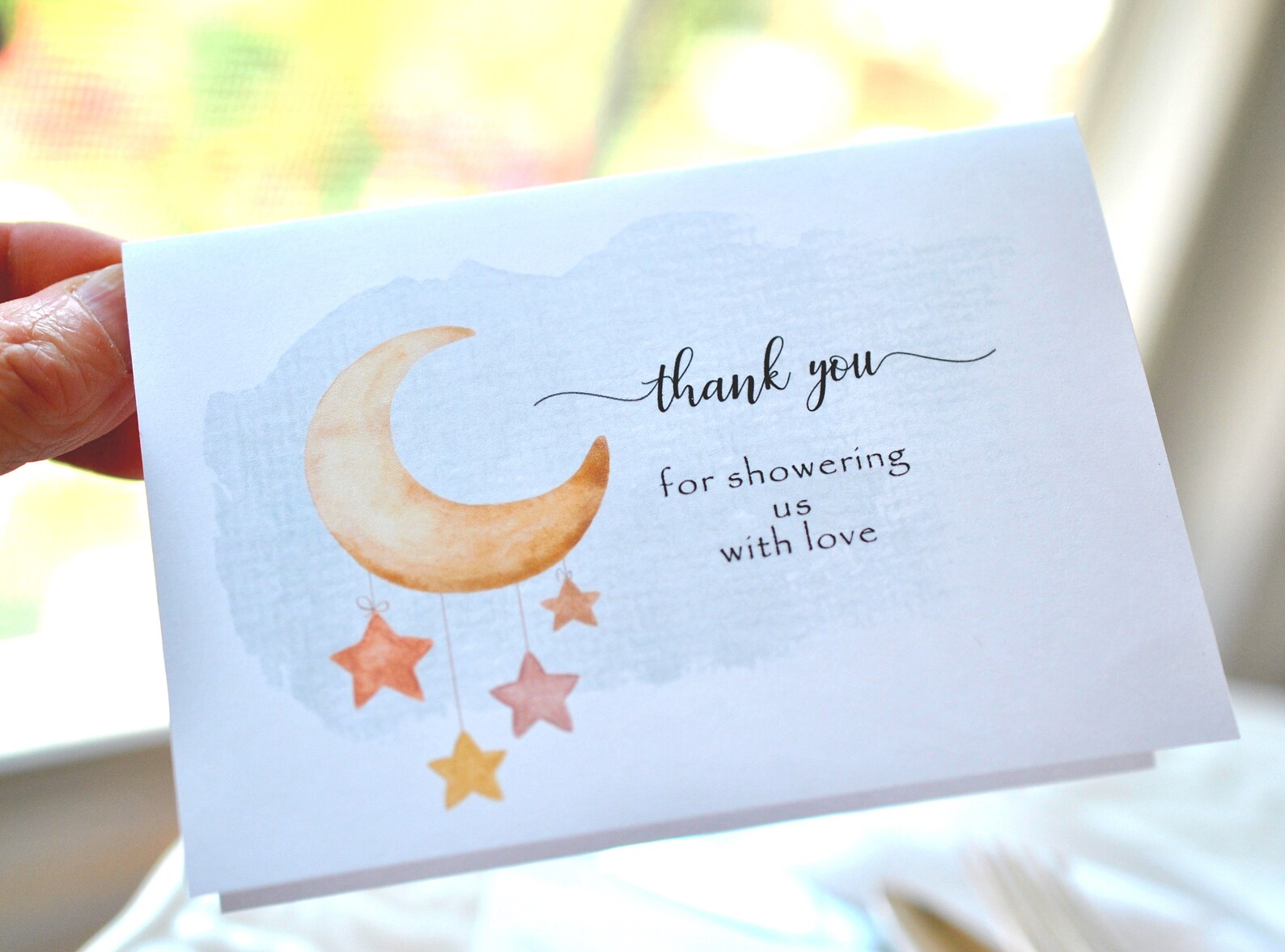 Thank You Moon and Stars Printable Baby Shower Card | Etsy