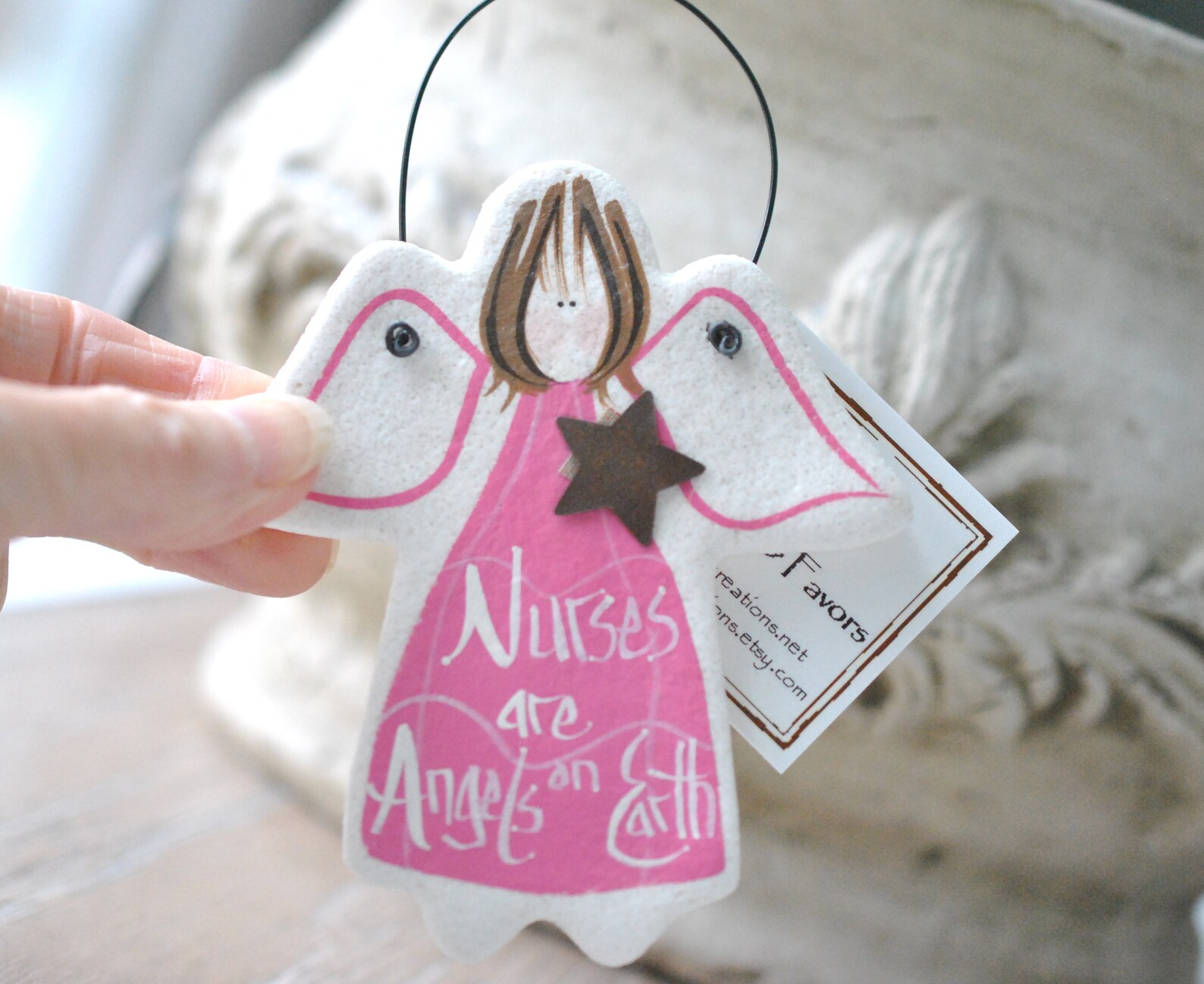 Nurse Gift Salt Dough Angel Ornament - Etsy