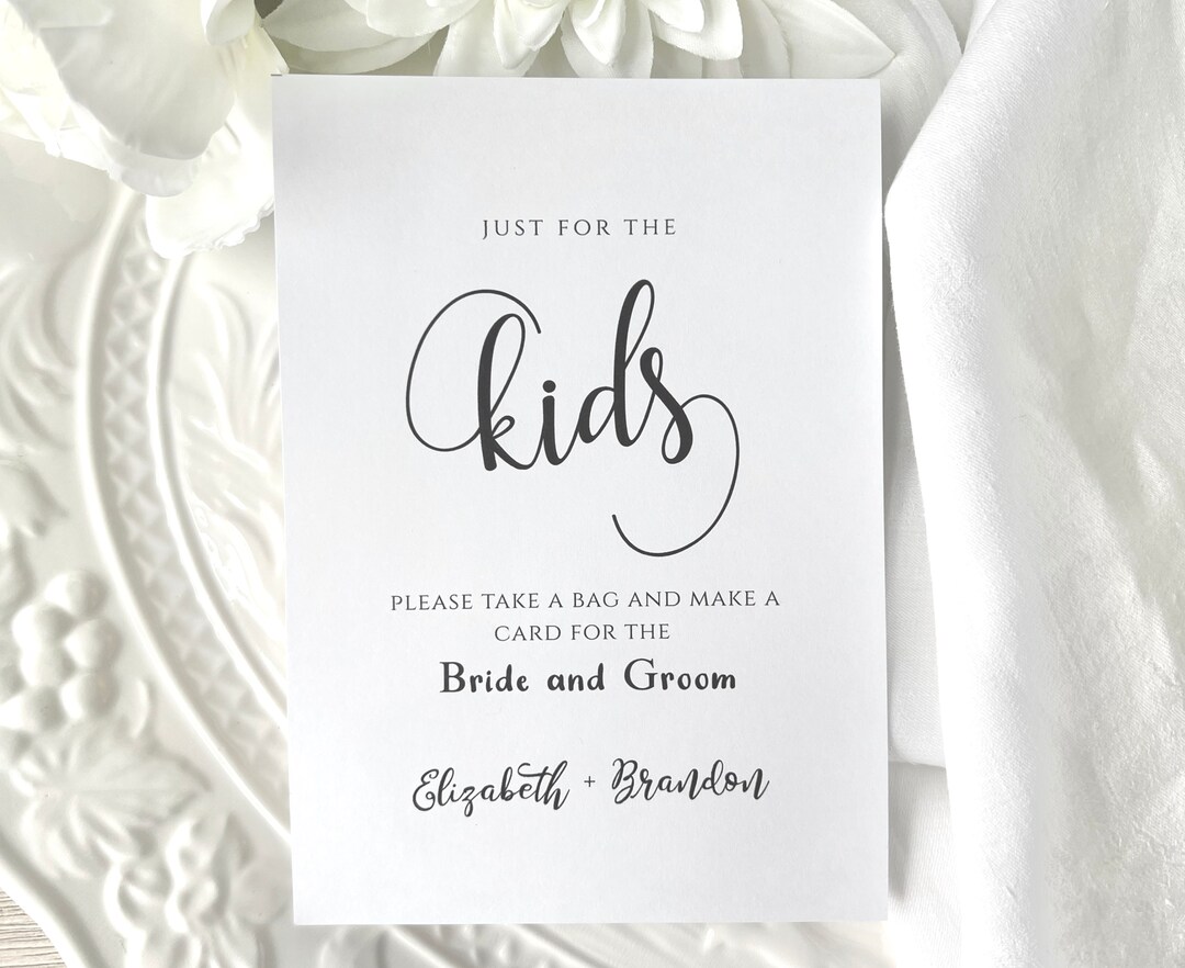 Modern Wedding Sign for Kids Busy Bag Sign Printable 100% Editable Sign ...