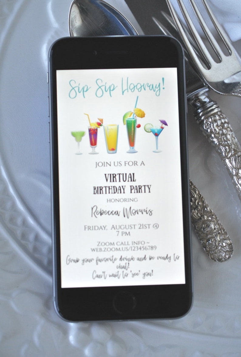 Virtual Evite Birthday Party Invitation Text Message Template | Etsy