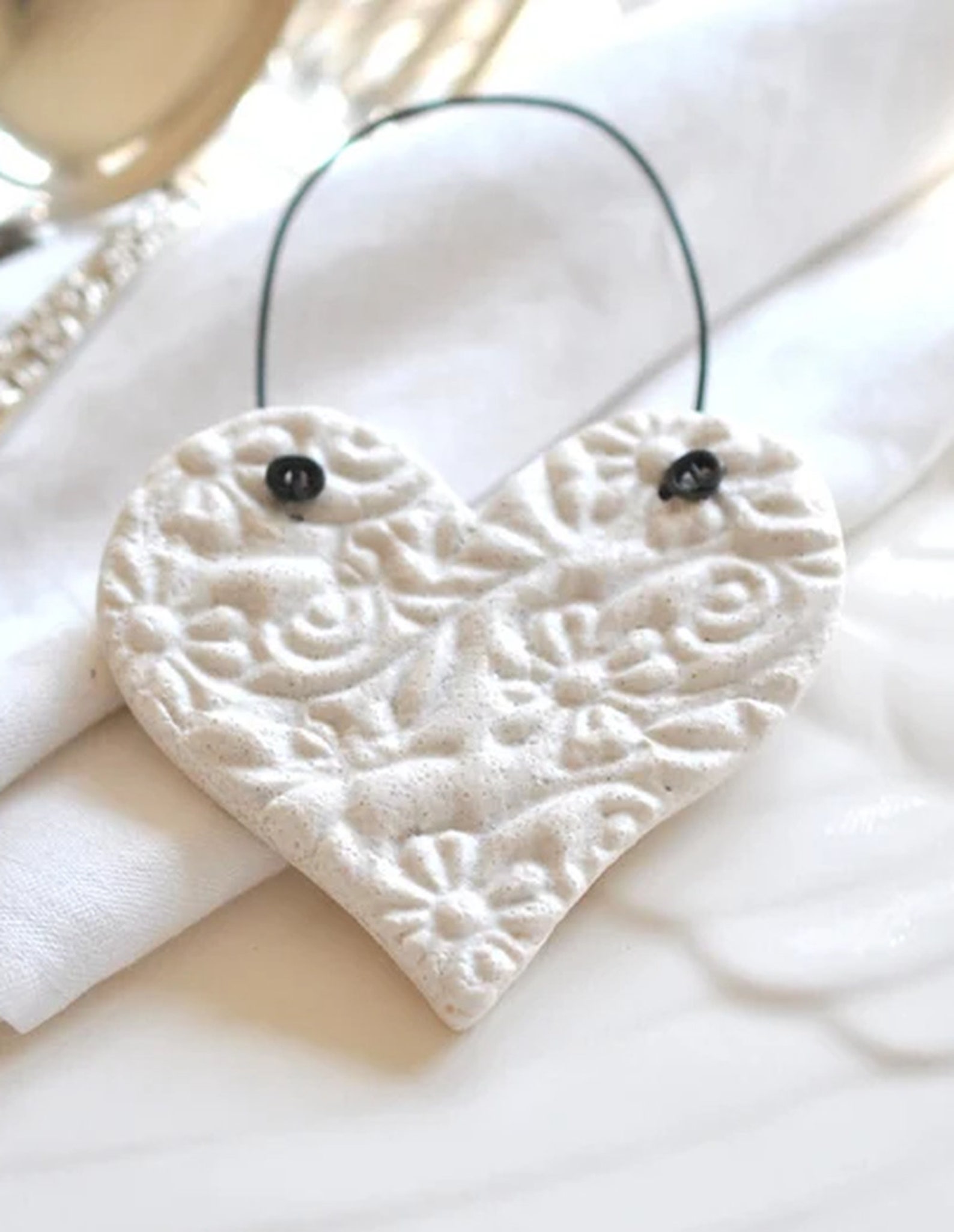 Heart Wedding Favors / Valentines Decor Salt Dough Ornaments - Etsy