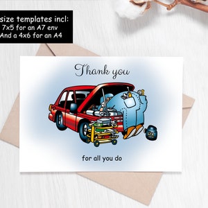 Mechanic Thank You Printable Card / Instant Download / 2 Sizes Inc ...