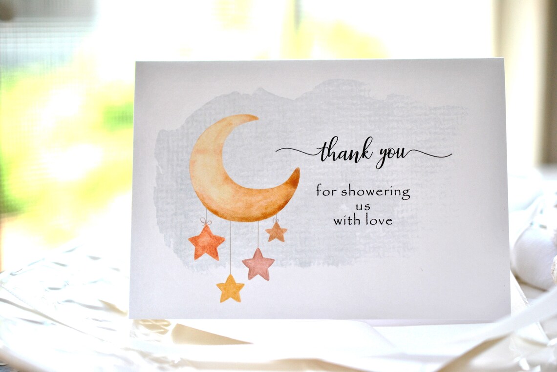 Thank You Moon and Stars Printable Baby Shower Card | Etsy