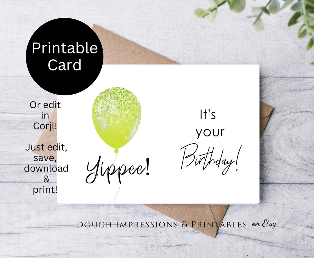 Happy Birthday / Printable Card / Editable Card Template 2 Sizes ...