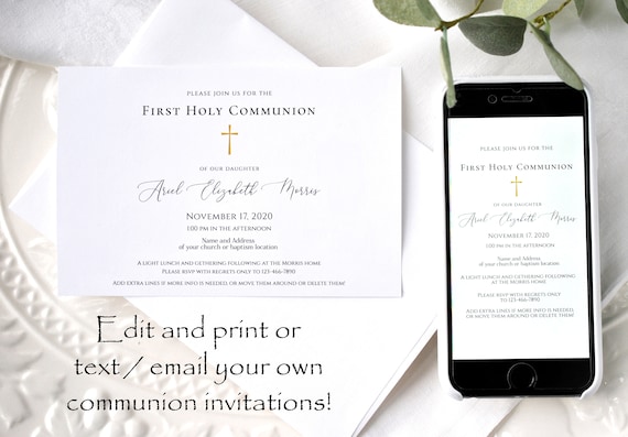 Printable Communion Editable Minimalist Communion Simple | Etsy
