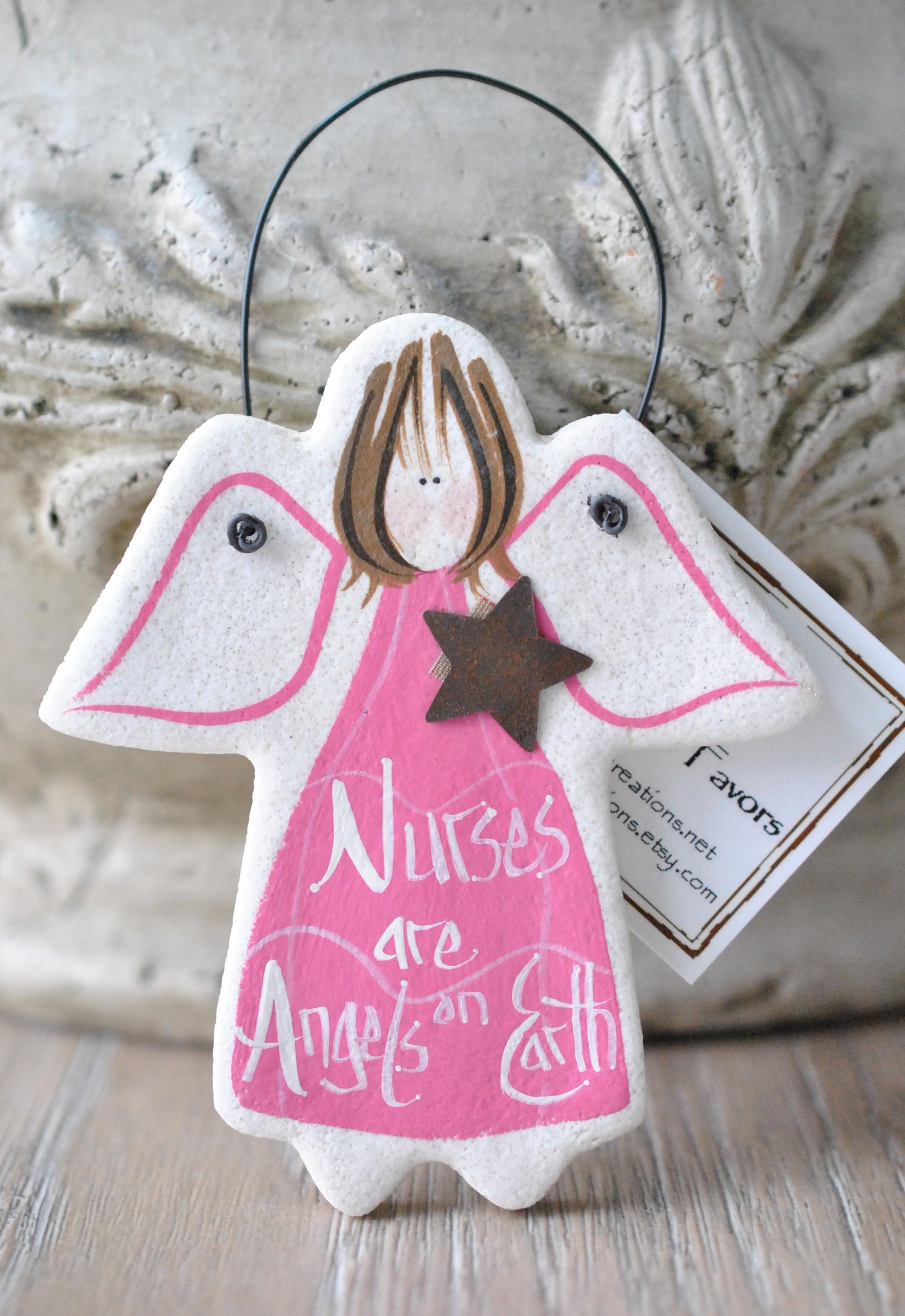 Nurse Gift Salt Dough Angel Ornament - Etsy