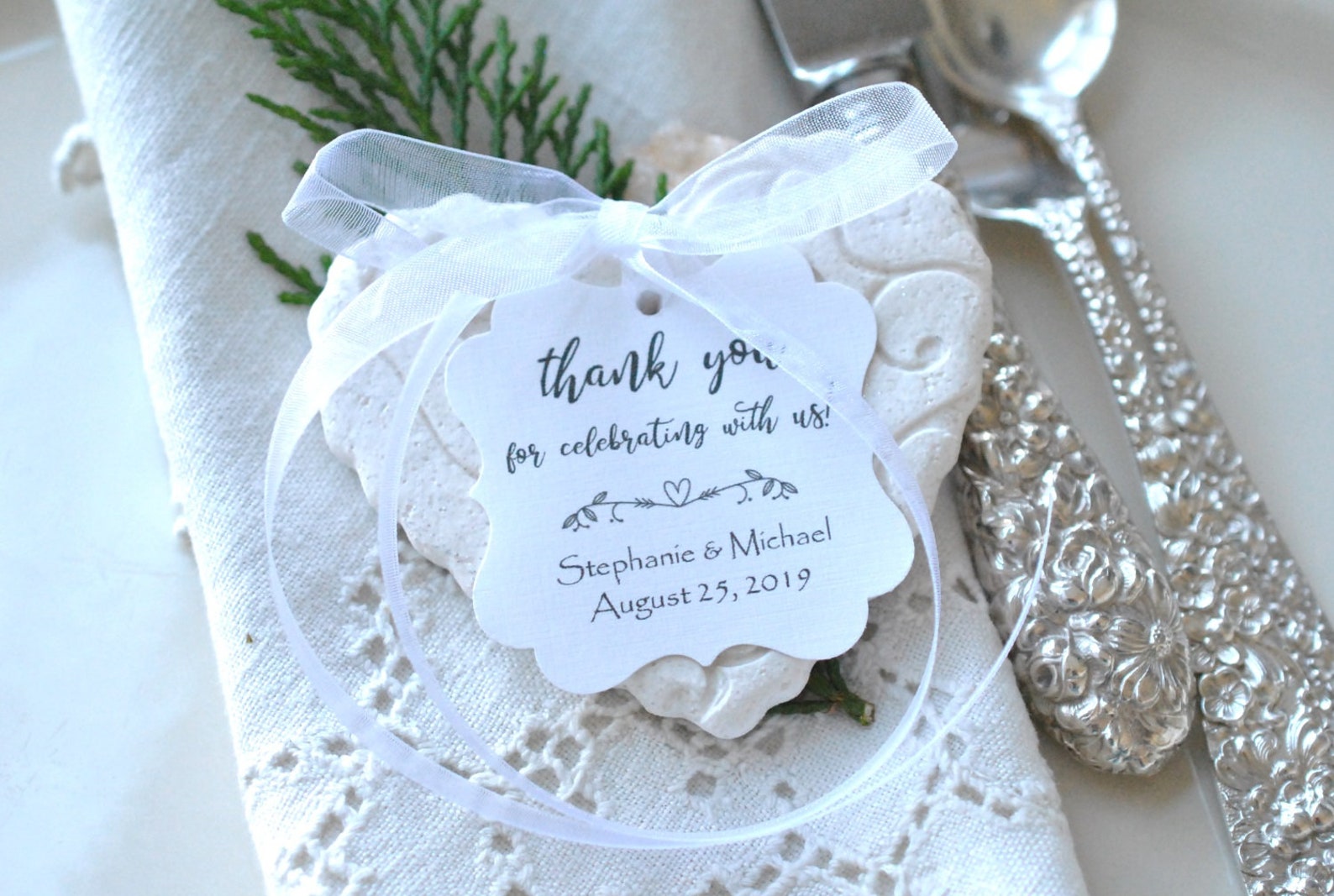 Wedding Salt Dough Imprinted Heart Ornament / Favors - Etsy