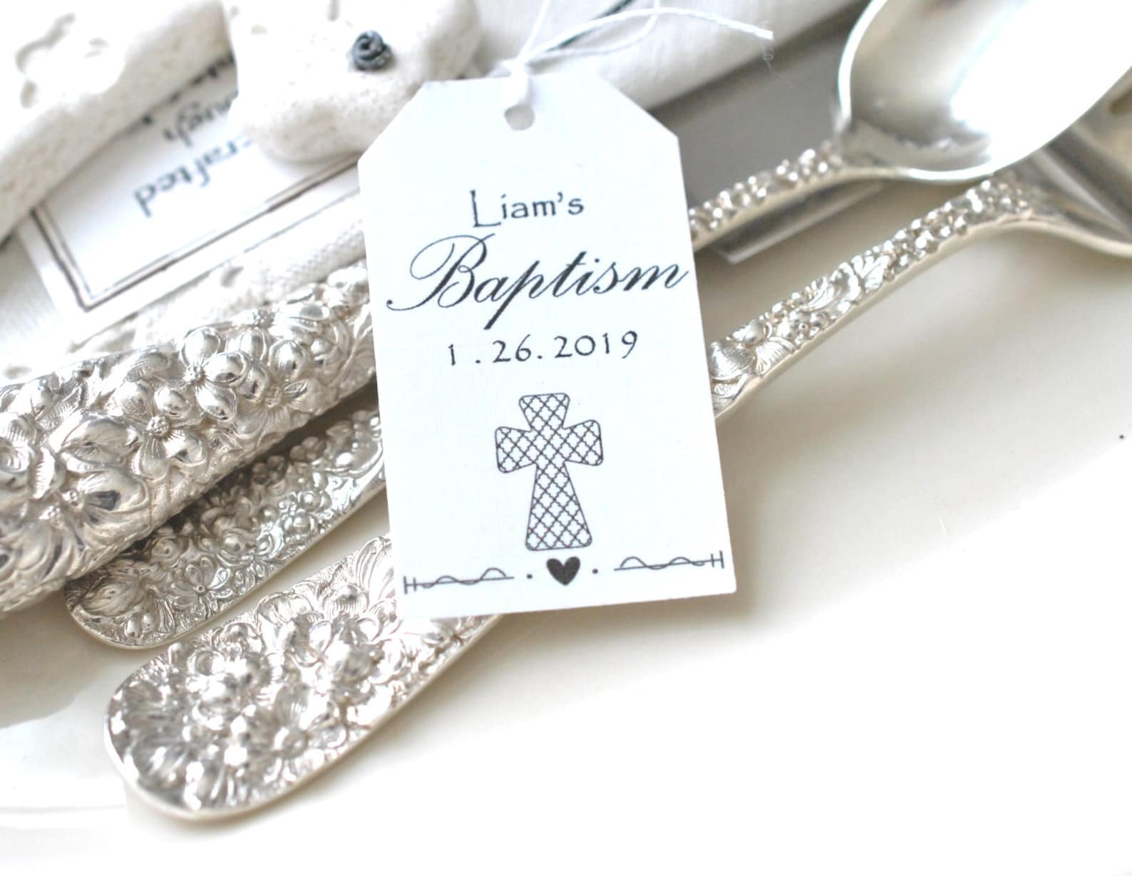 Personalized Baptism Favor Hang Tags Religious Tag Cross - Etsy