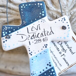 Colorblock Cross Baptism Favor / Christening Personalized Salt Dough ...