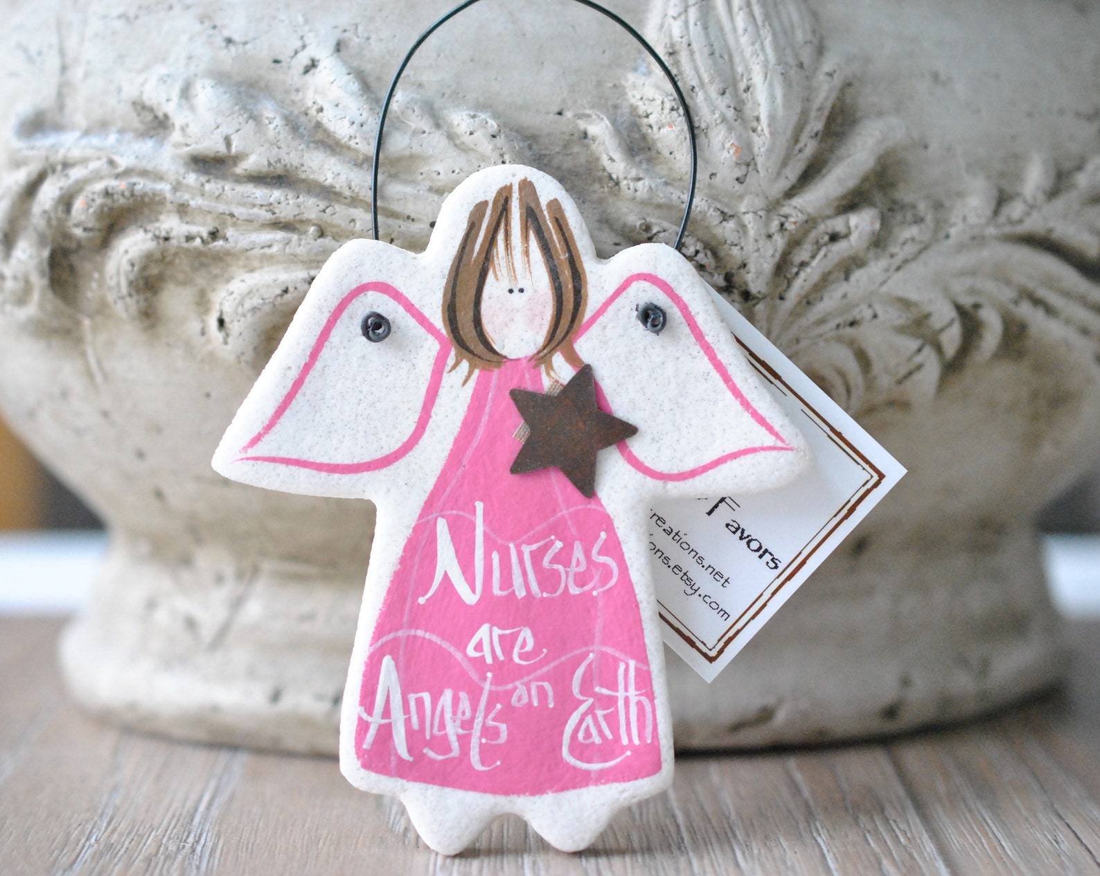 Nurse Gift Salt Dough Angel Ornament - Etsy