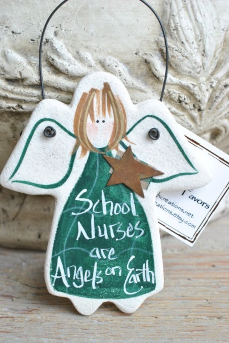 Nurse Gift School Nurse Ornament Salt Dough Angel Ornament | Etsy