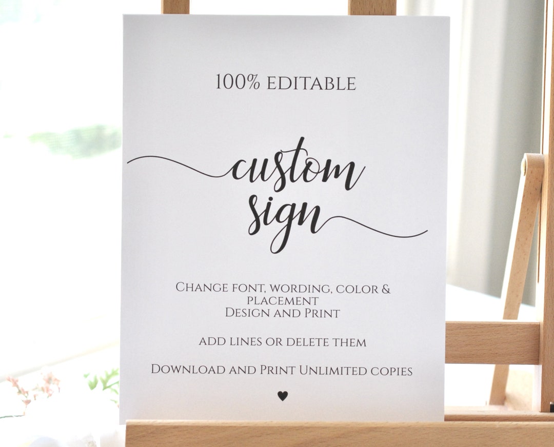 Minimalist Printable 100% Editable Custom Sign Template DIY Instant ...