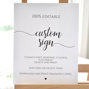 Minimalist Printable 100% Editable Custom Sign Template DIY Instant ...