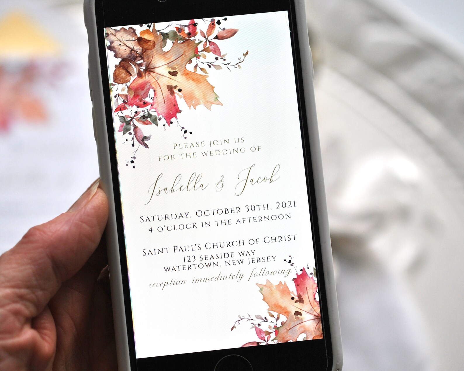 Printable Fall Leaves Wedding Invitation Evite Included Digital ...