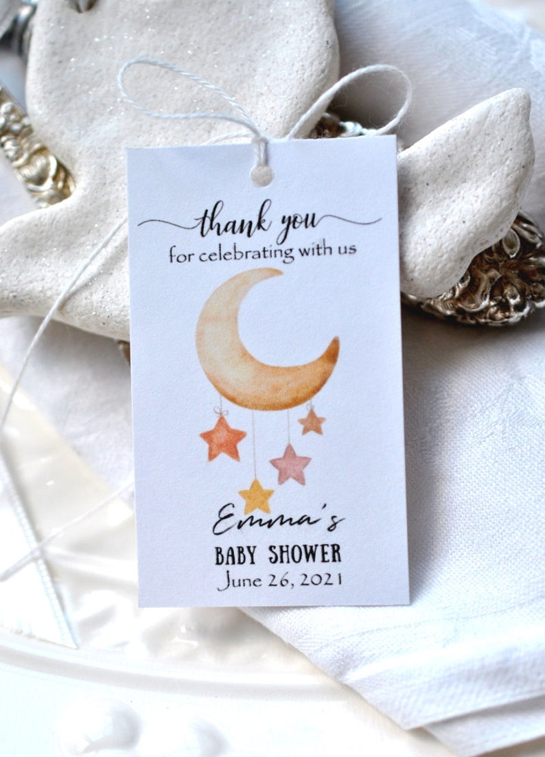 Printable Baby Shower Moon and Stars Thank You Favor Tag - Etsy
