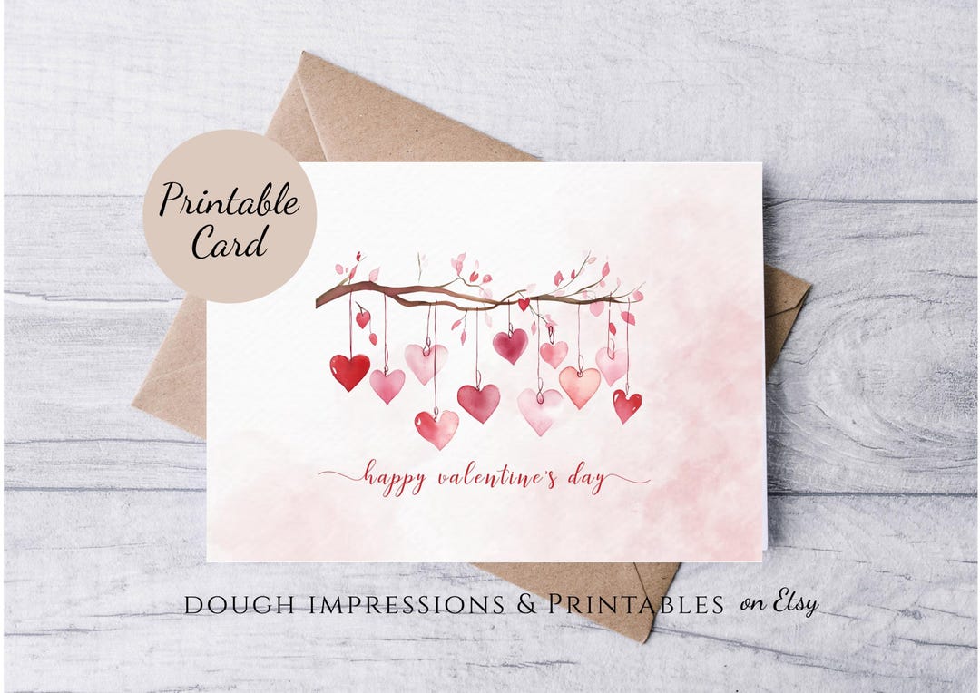 Valentine Vines Card Printable Card 7x5 / Instant Download - Etsy