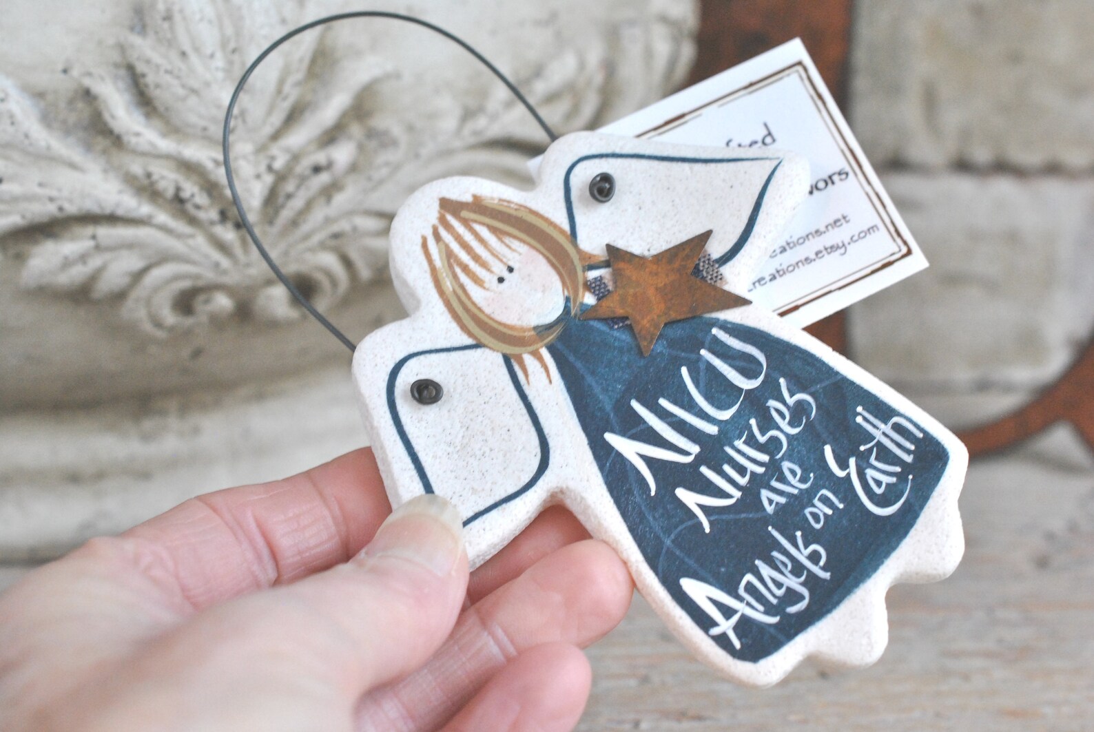 NICU Nurse Gift Salt Dough Ornament Gift for Nurses Angel Ornament ...