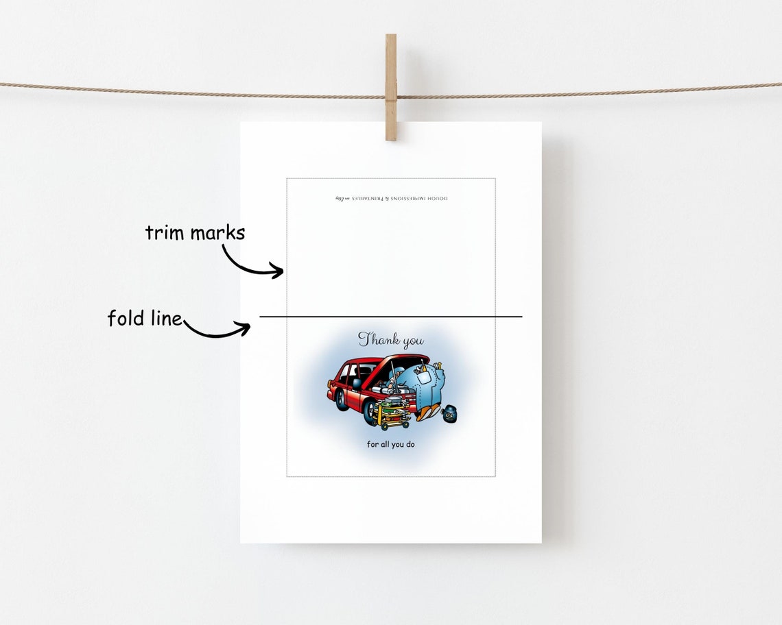 Mechanic Thank You Printable Card / Instant Download / 2 Sizes Inc ...