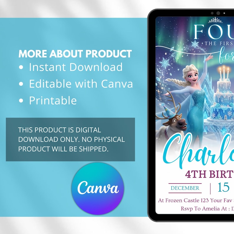 Frozen Four the First Time in Forever Birthday Invitation Frozen 4th ...