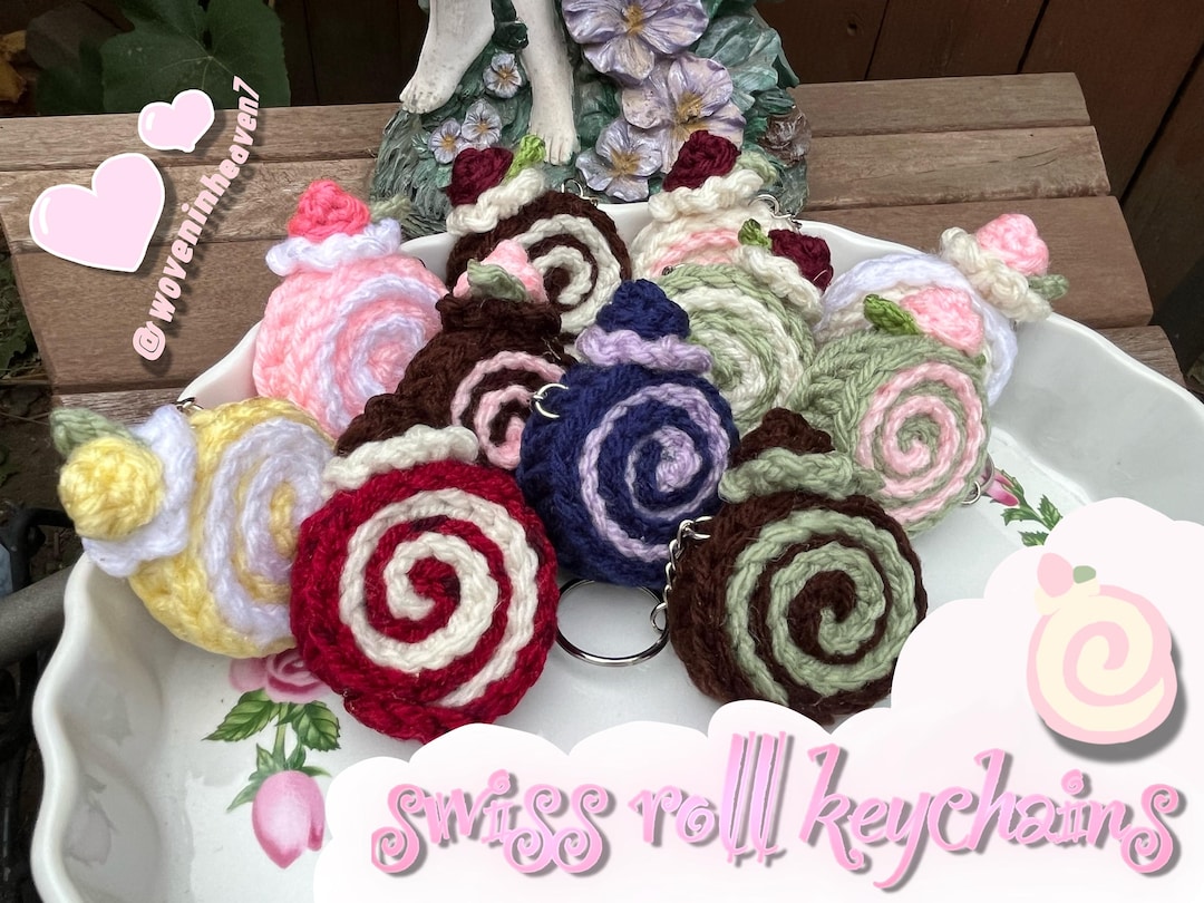 Crochet Swiss Roll Cake Keychains - Etsy