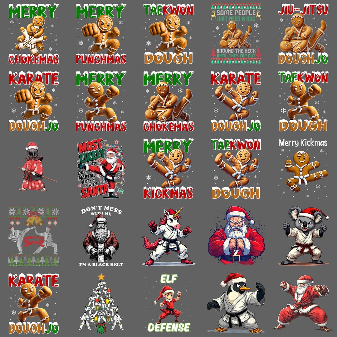 Santa Karate PNG Funny Martial Arts Xmas Clipart, Sublimation Digital ...