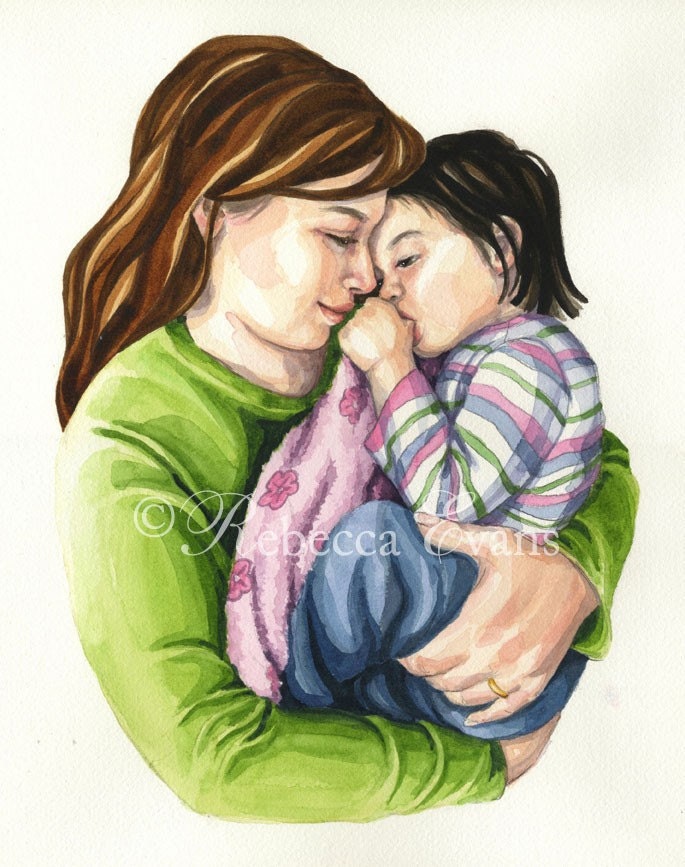 Mother Rocking Child. Nursery Art, Children's Wall Art, Bedtime Theme ...