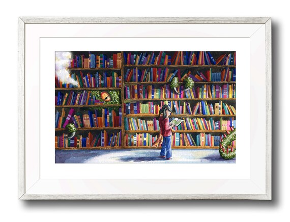 Library Monster Children's Wall Art Reading Theme | Etsy