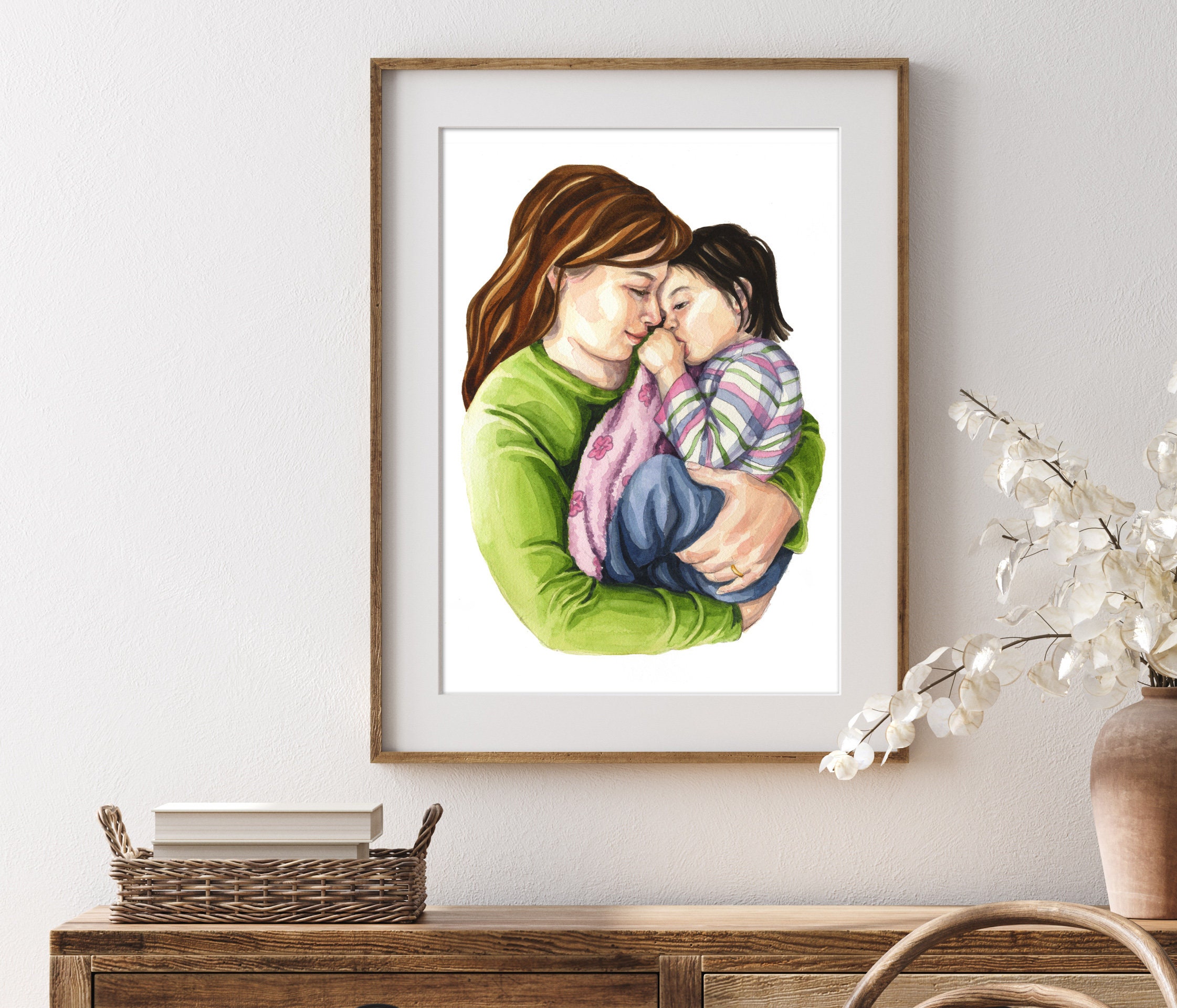 Mother Rocking Child. Nursery Art, Children's Wall Art, Bedtime Theme ...