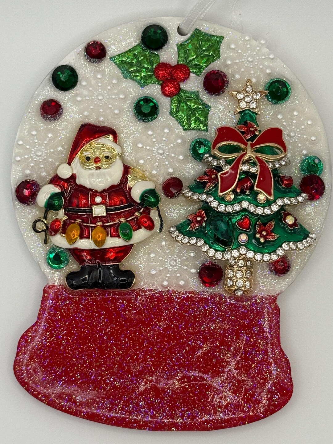 4 1/2” Santa Decorating Tree - Bejeweled Wood Ornament - Etsy