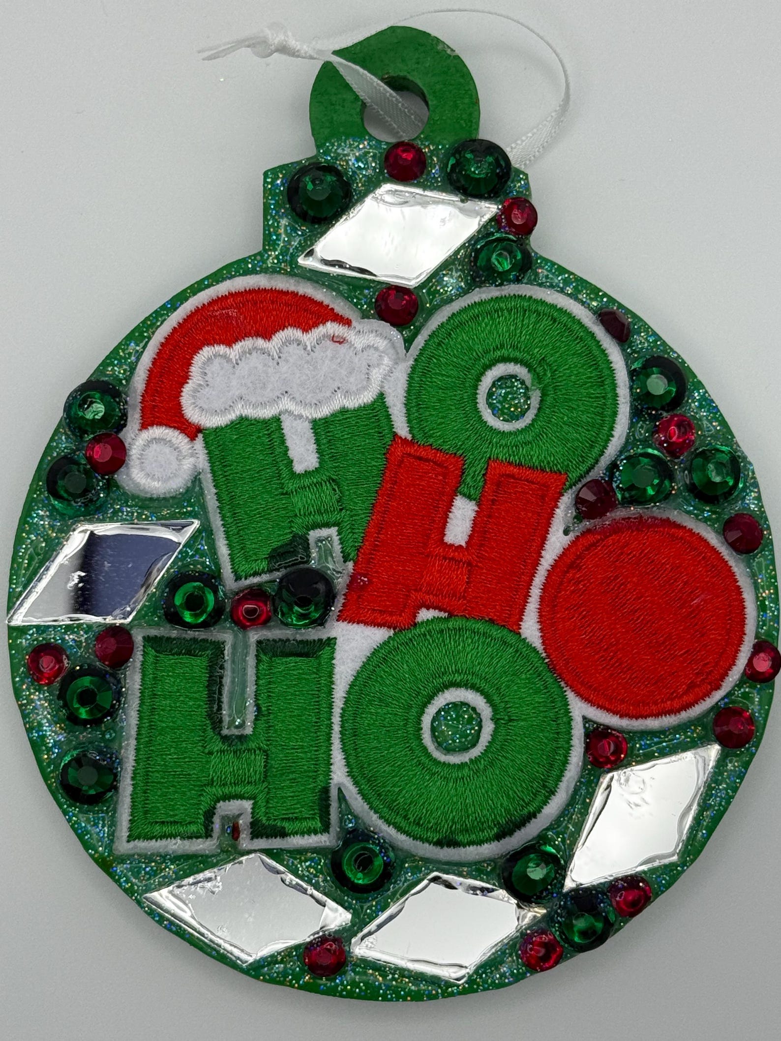 Ho Ho Ho Embroidered Patch With Mirrors - Bejeweled Wood Ornament - Etsy