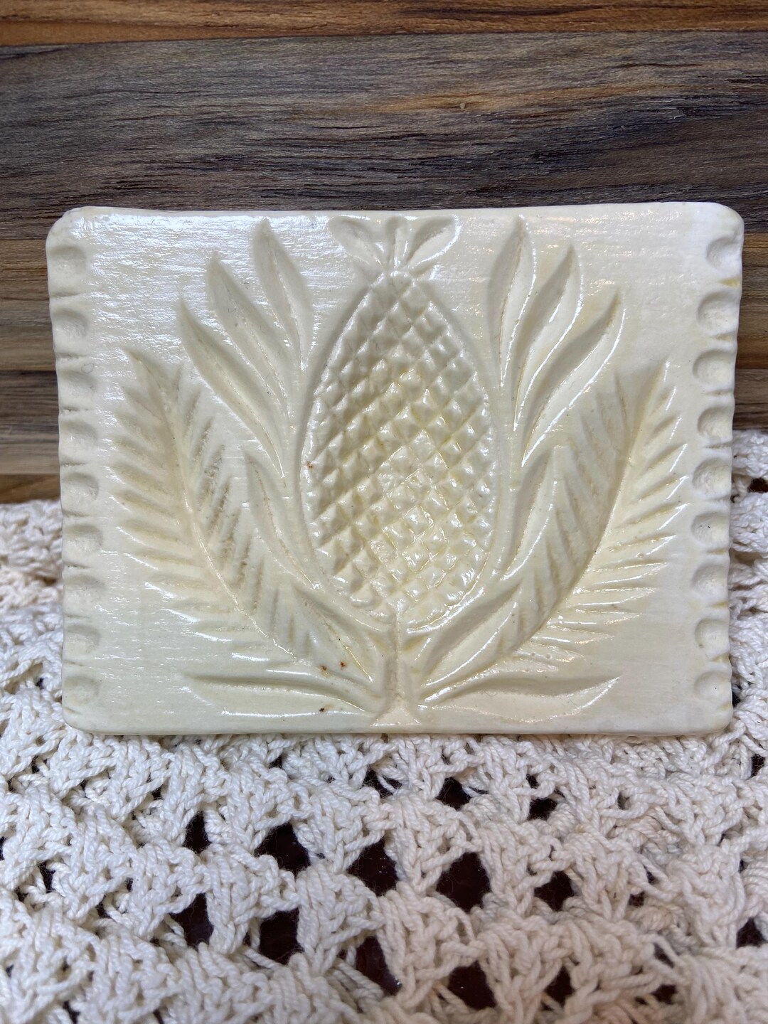 Pineapple or Thistle Themed Pottery Tile Made From Antique Mold. 11/3 ...