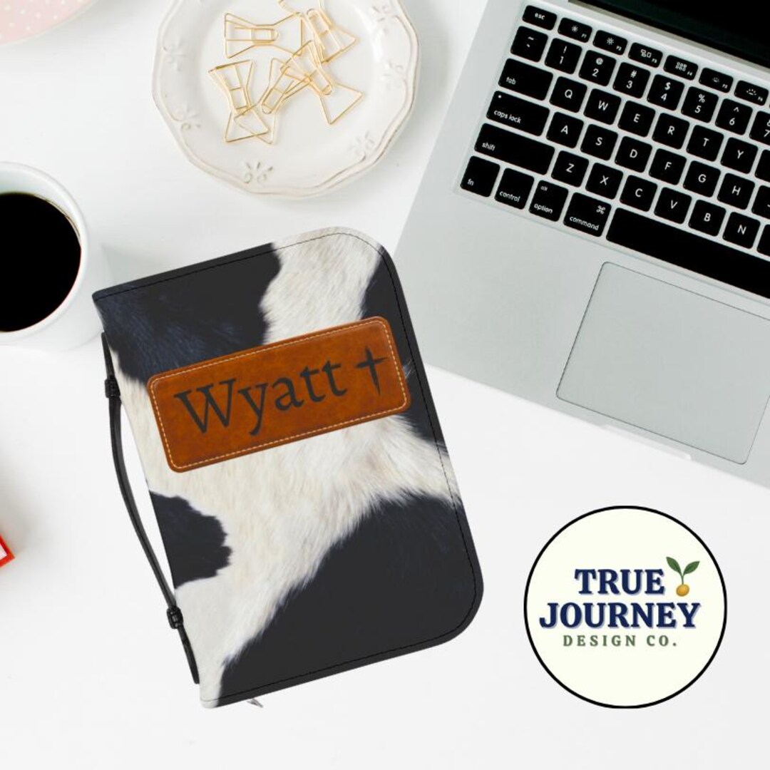 Personalized Faux Leather Bible Cover: Cow Hide Print, Christian Gift ...