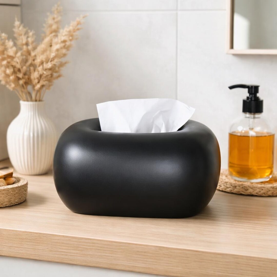 Minimalist Ceramic Tissue Box | Round Corner Tissue Holder for Coffee ...