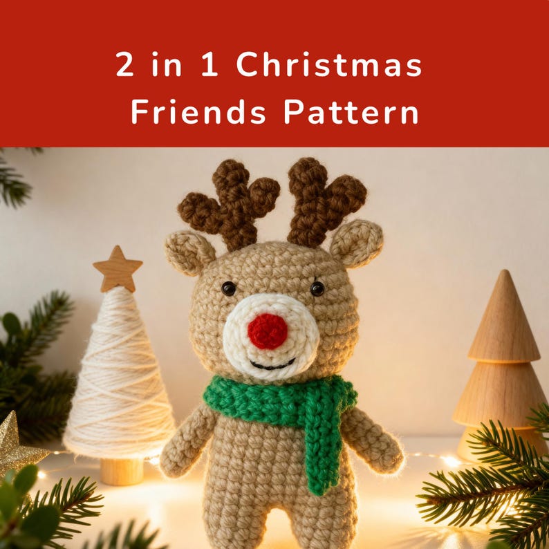 Christmas Crochet Pattern: Reindeer and Gingerbread Man Amigurumi (PDF ...