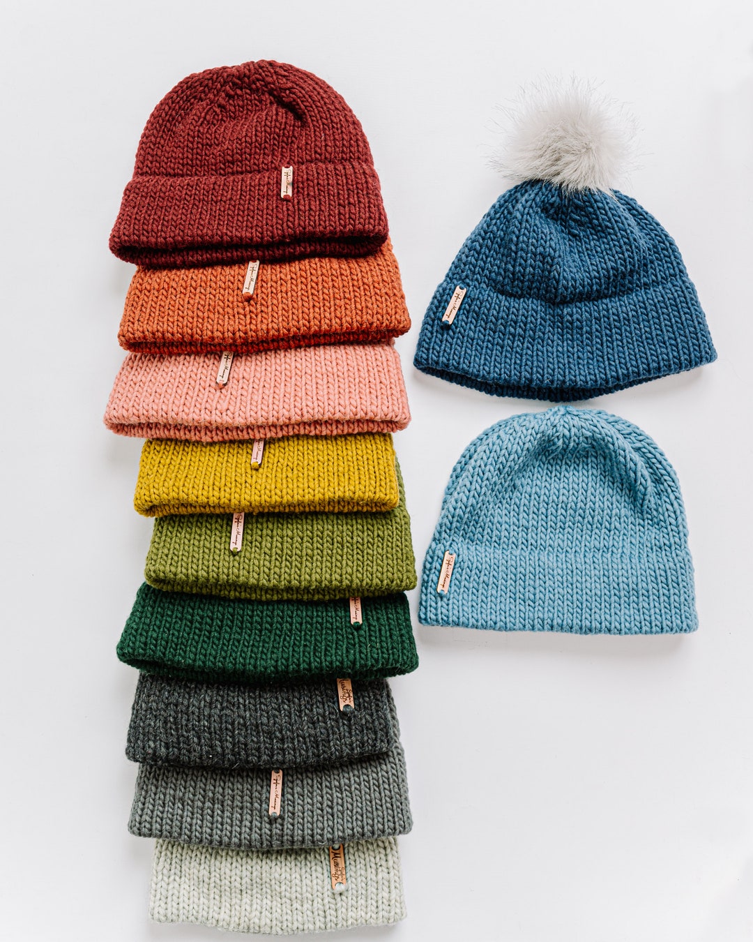 Wave Watch Hat: Pure American Wool Hand-knit Modern Beanie, Stocking ...