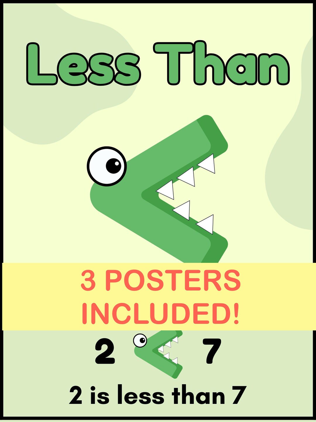 Greater Than/less Than Alligator Math Posters - Cute Pastel Style - Etsy