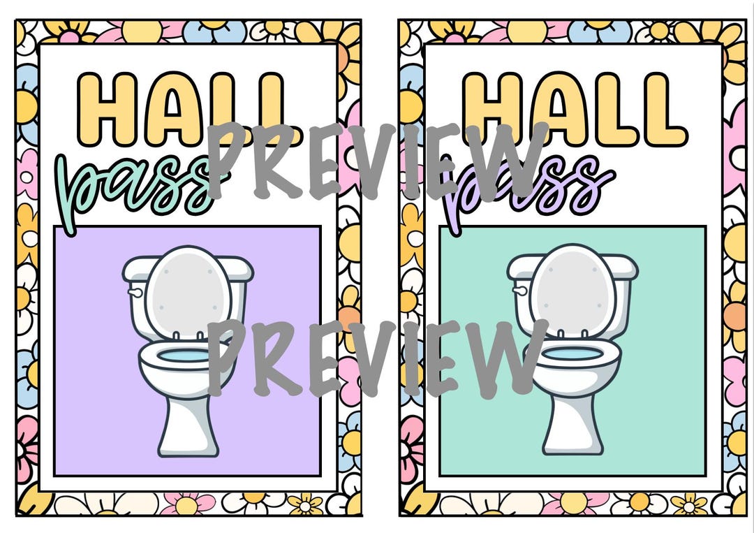 Printable Groovy Theme Bathroom Passes - Etsy