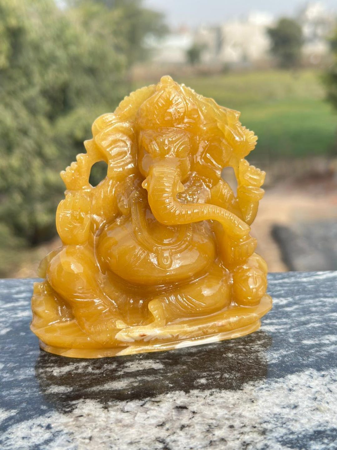 Aragonite Crystal Lord Ganesha - Yellow Aragonite Crystal Ganpati ...