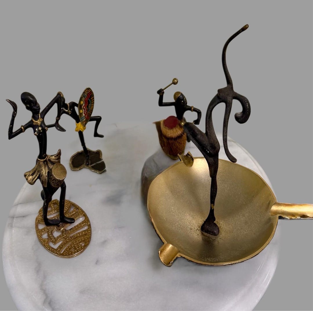 Vintage African Brass Musician Dancer Figurines Ashtray Set of 4 ...