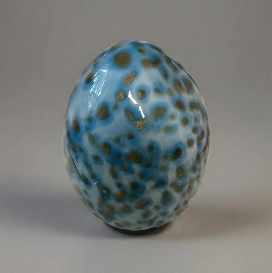 Vintage Art Deco Torchere Lamp Shade Blue Spatter Glass Gold Aventurine ...