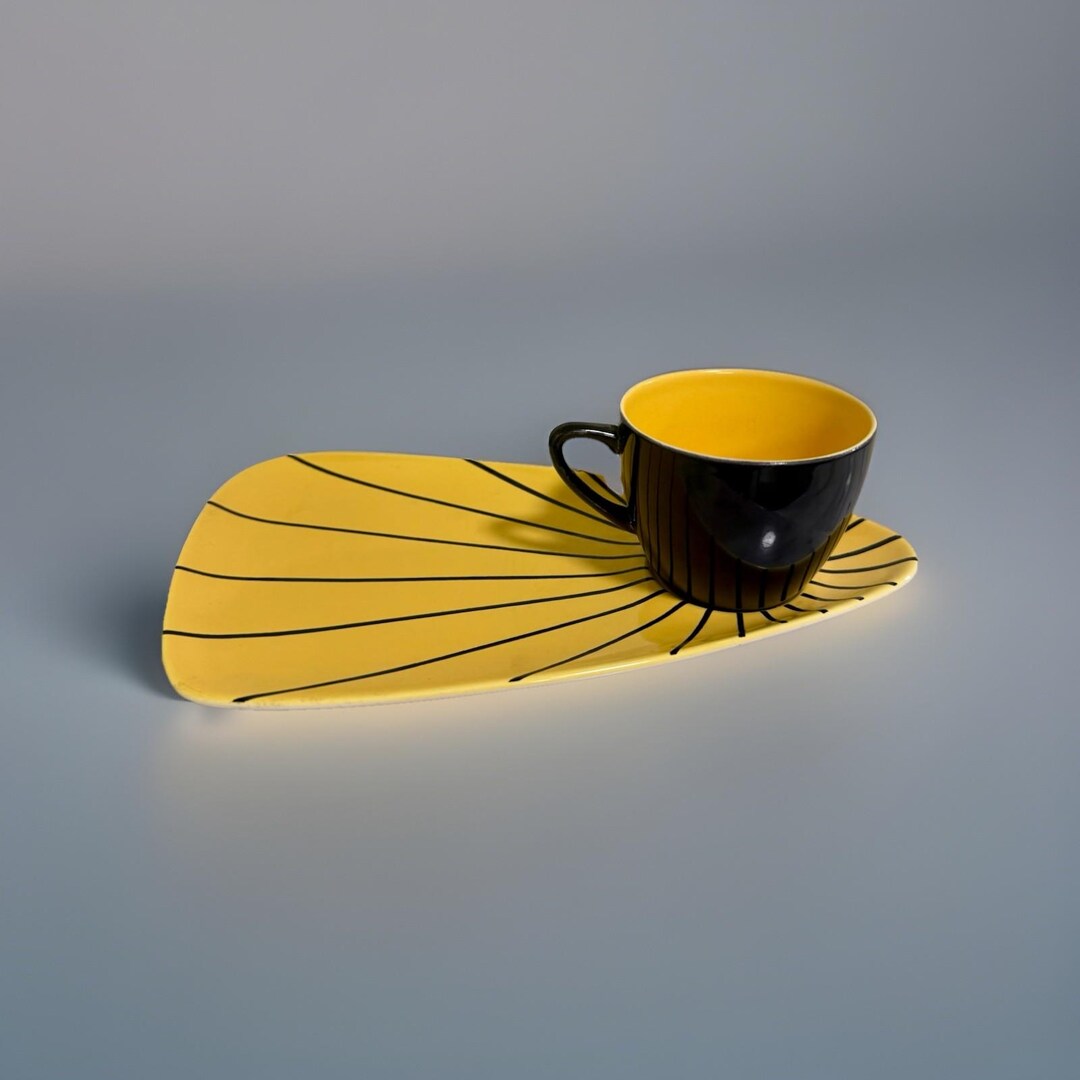Rare Crown Devon Yellow Black Stripe Art Deco Coffee|tea Cup & Tennis ...