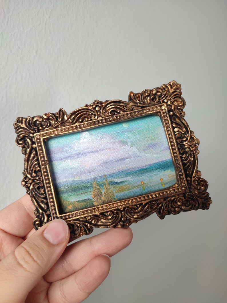 Original Miniature Painting in a Vintage Frame. Oil Landscape Art - Etsy