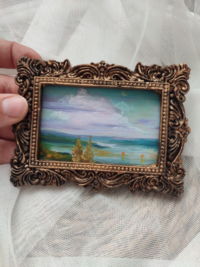 Original Miniature Painting in a Vintage Frame. Oil Landscape Art - Etsy