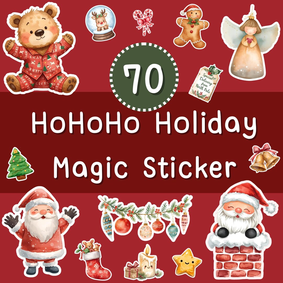 Hohoho Christmas Sticker Pack – Watercolor Holiday Stickers, Cute ...