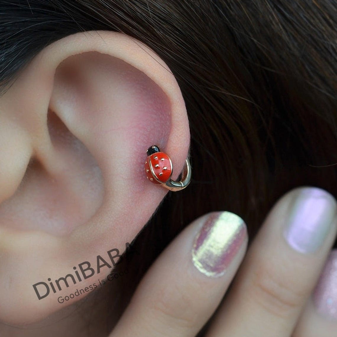 Ladybug Helix Earring, Gold Piercing, Tragus Jewelry - Etsy