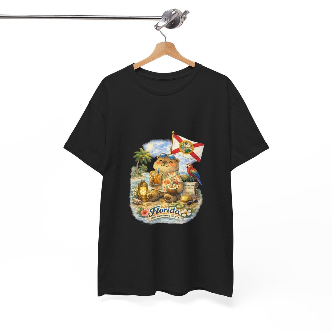 Florida Vintage Capybara Illustration T-shirt | Palm Tree, Parrot ...