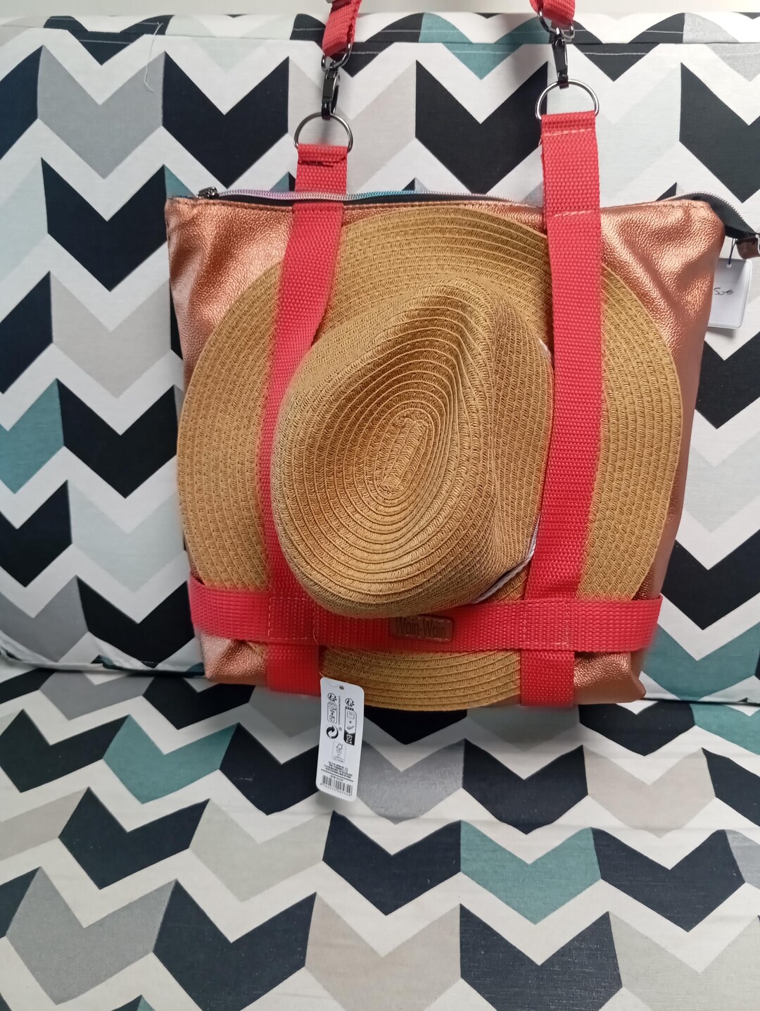Woin-woin Hat Tote Bag, Faux Leather, Unique Handmade Model, Copper ...