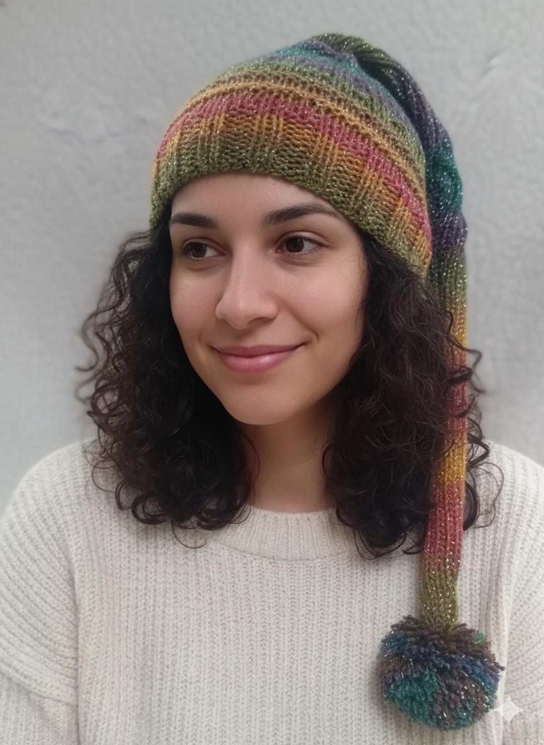 Woin-woin Elf Hat + Snood Adult Teen Handmade Knit Winter Snow Cold ...