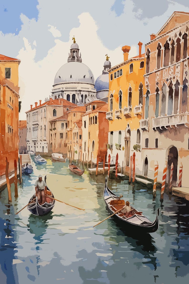 Venice Italy Canal Print, Gondola Wall Art, Digital Download - Etsy