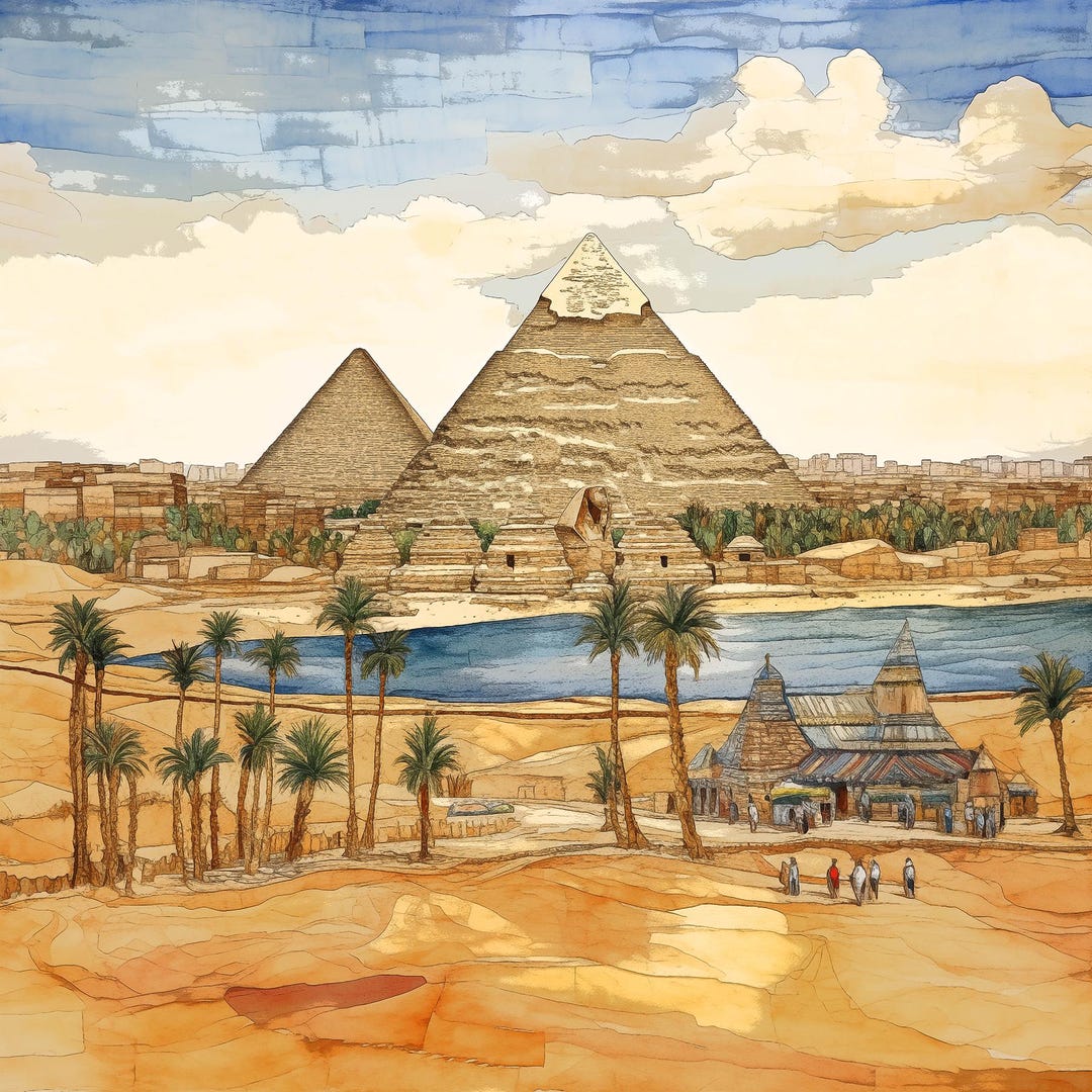 Pyramids of Giza Art Print: Ancient Egypt Poster (36x36 Download) - Etsy